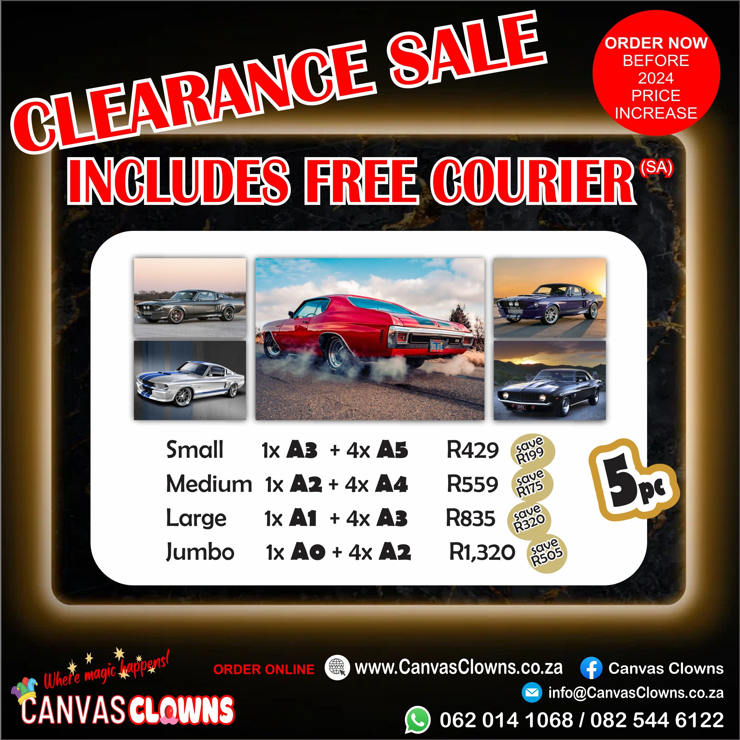 CLR 5 Piece Combo incl. FREE DELIVERY – Canvas Clowns